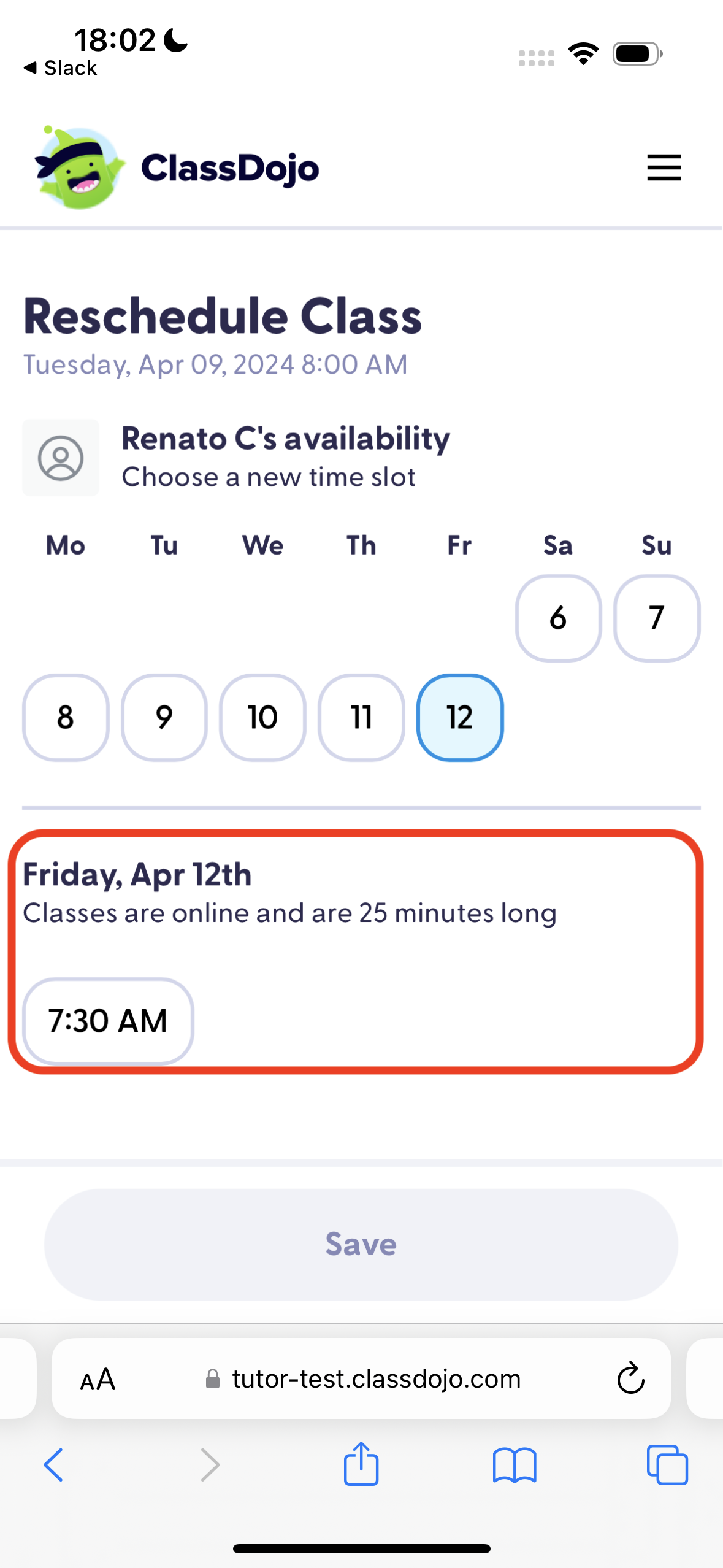 How to reschedule a subscription class – Dojo Tutor