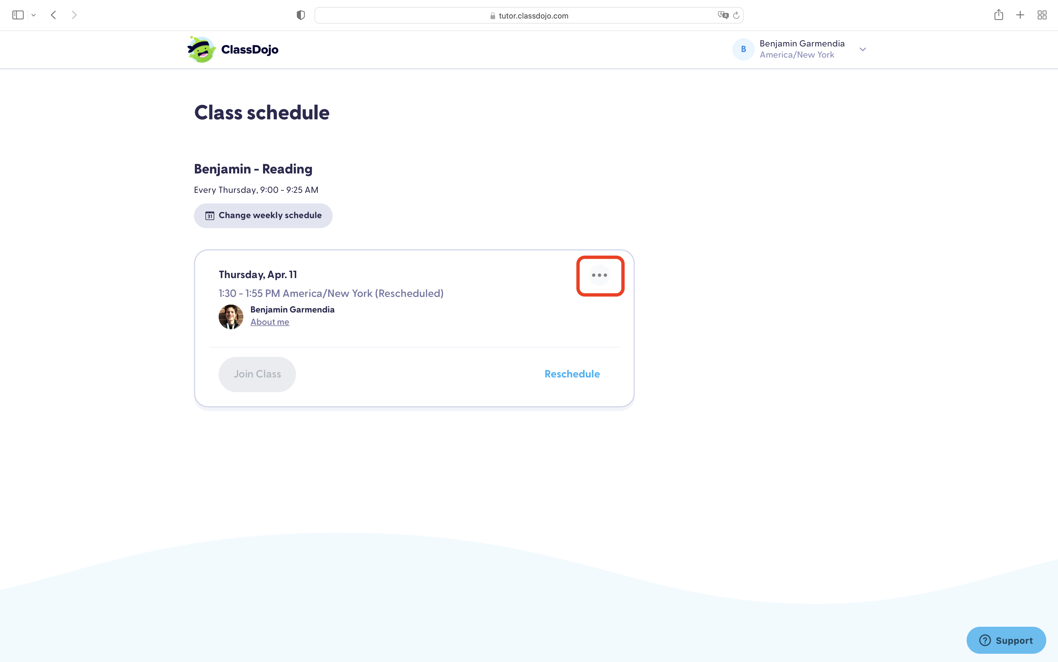 How to reschedule a subscription class – Dojo Tutor
