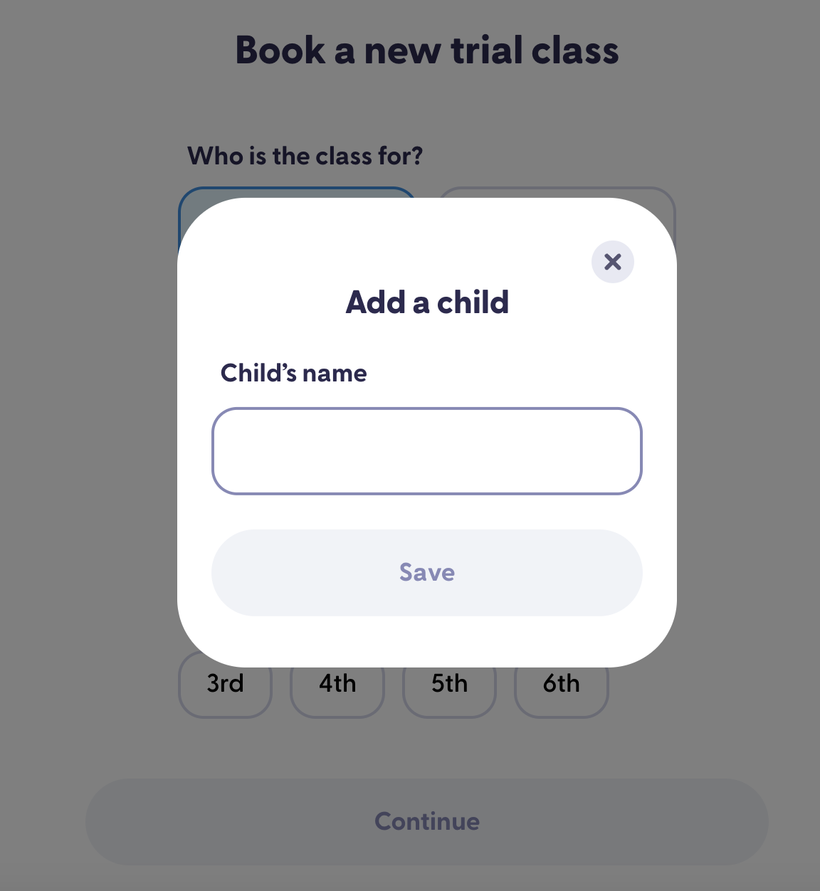 How to add a trial session for another child or subject in an existing ...