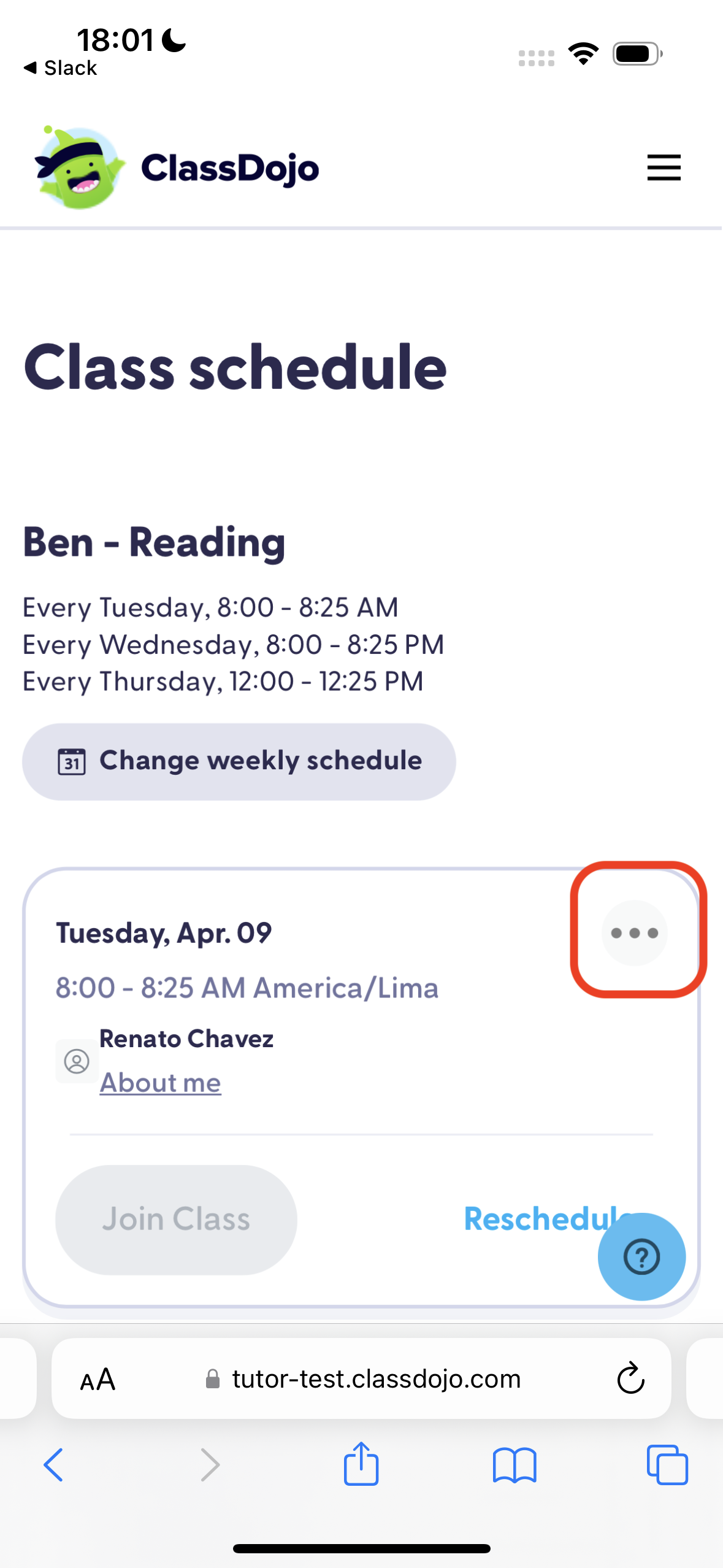 How to reschedule a subscription class – Dojo Tutor