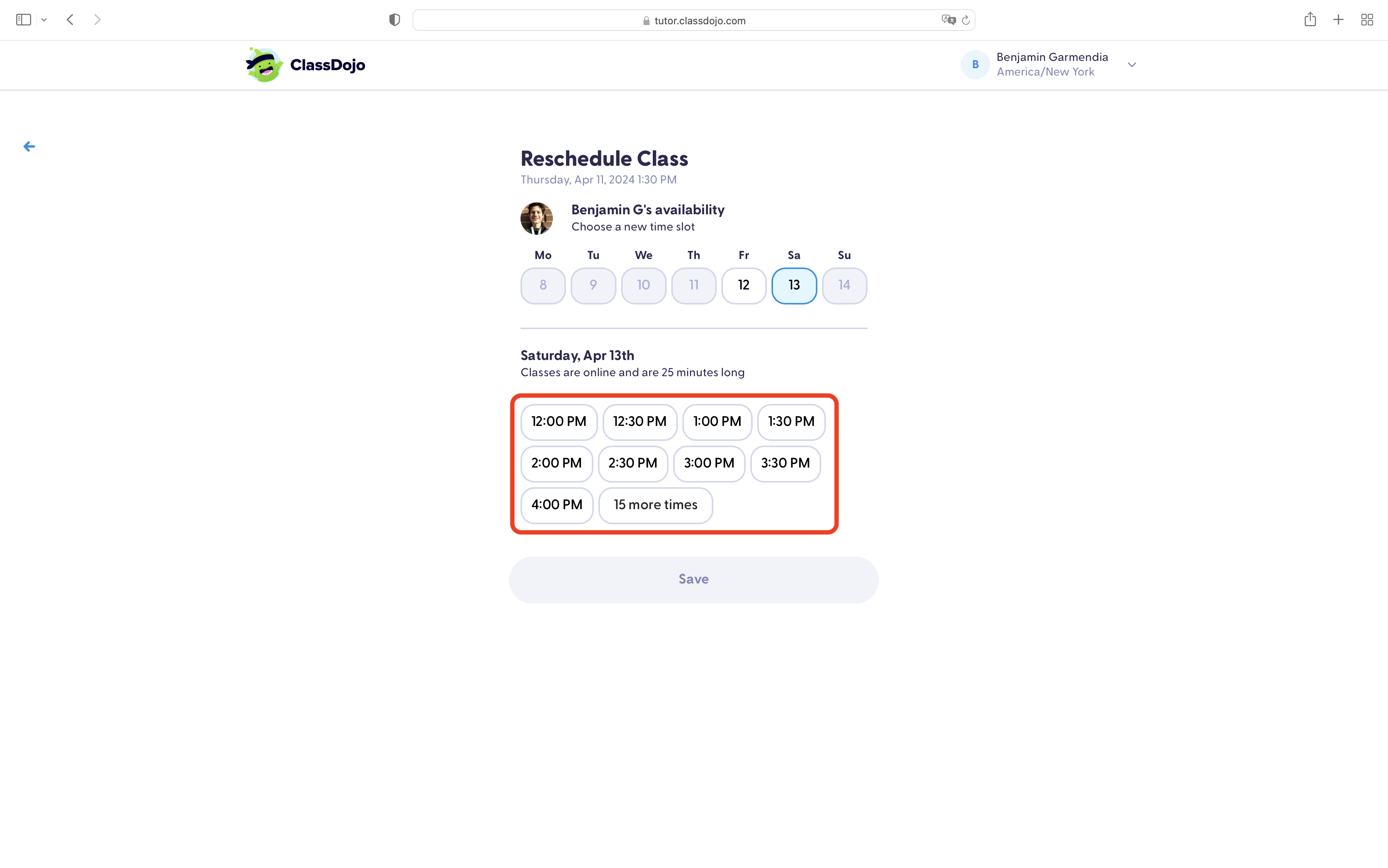 How to reschedule a subscription class – Dojo Tutor