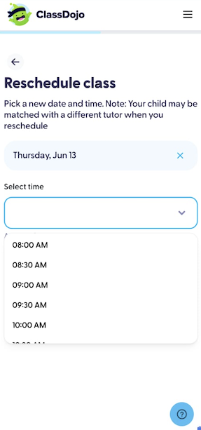 How to reschedule a Trial Class – Dojo Tutor